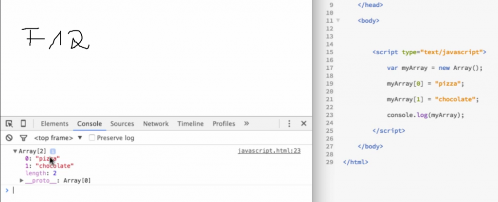 Tag 23: Arrays in der Browser Console anschauen | homeoffice 07145